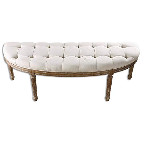 Uttermost Leggett White Button Tufted Accent Bench