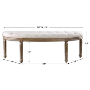 Uttermost Leggett White Button Tufted Accent Bench