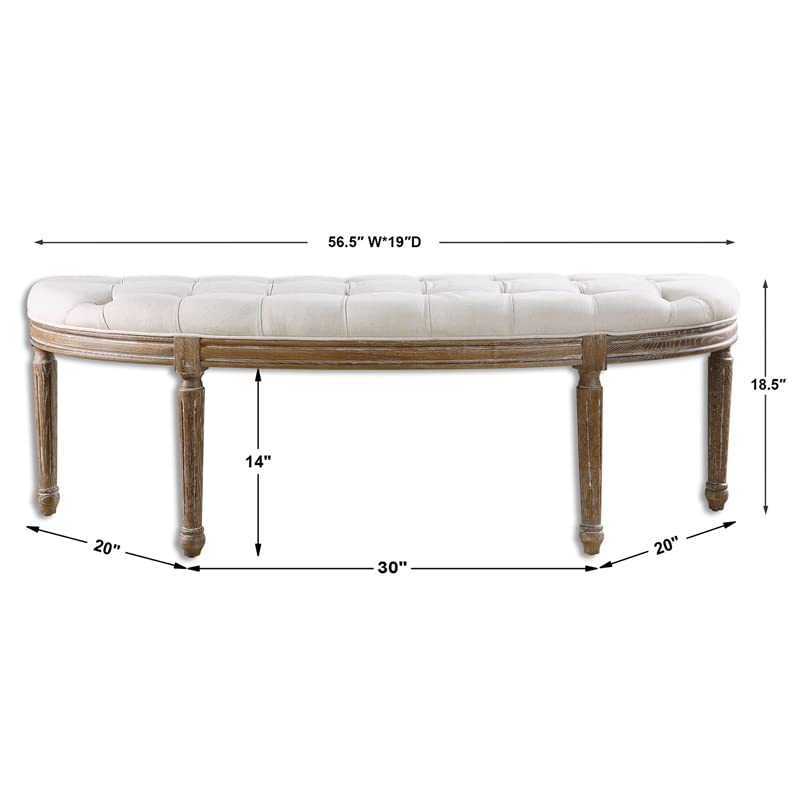 Uttermost Leggett White Button Tufted Accent Bench