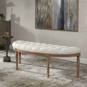 Uttermost Leggett White Button Tufted Accent Bench