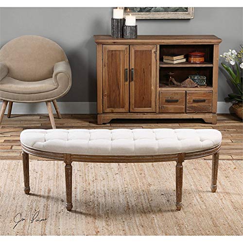 Uttermost Leggett White Button Tufted Accent Bench