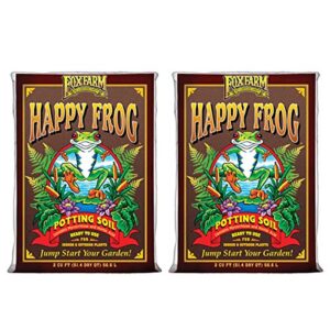 fox farm fx14047-2pk foxfarm fx14047 ph adjusted happy frog organic bags 2 cuft, brown potting soil