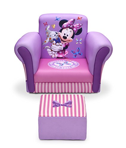 Delta Children Upholstered Chair with Ottoman, Disney Minnie Mouse