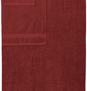 Amazon Basics 6-Piece Fade Resistant Bath towel, Hand and Washcloth Set - Crimson, 14.25" L x 10.85" W