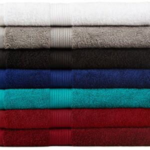 Amazon Basics 6-Piece Fade Resistant Bath towel, Hand and Washcloth Set - Crimson, 14.25" L x 10.85" W