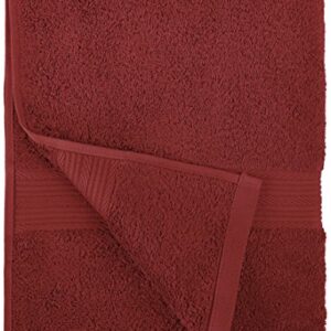 Amazon Basics 6-Piece Fade Resistant Bath towel, Hand and Washcloth Set - Crimson, 14.25" L x 10.85" W