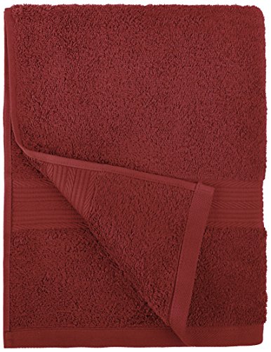 Amazon Basics 6-Piece Fade Resistant Bath towel, Hand and Washcloth Set - Crimson, 14.25" L x 10.85" W