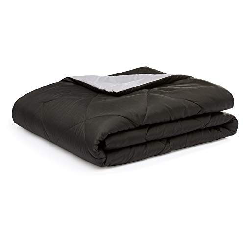 Amazon Basics Reversible, Lightweight Microfiber Comforter Blanket - Full/Queen, Black/Grey