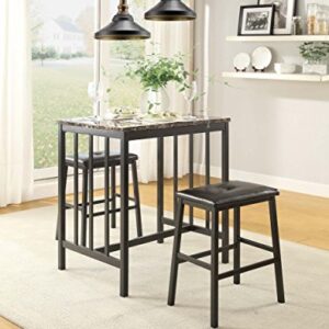 Homelegance 3-Piece Bi-Cast Vinyl Dining Set, Dark Brown