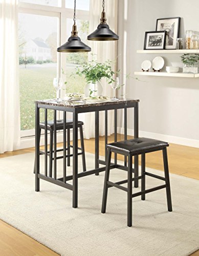 Homelegance 3-Piece Bi-Cast Vinyl Dining Set, Dark Brown