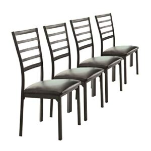 homelegance bi-cast vinyl metal frame side chair, black, set of 4