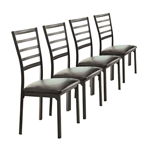 Homelegance Bi-Cast Vinyl Metal Frame Side Chair, Black, Set of 4