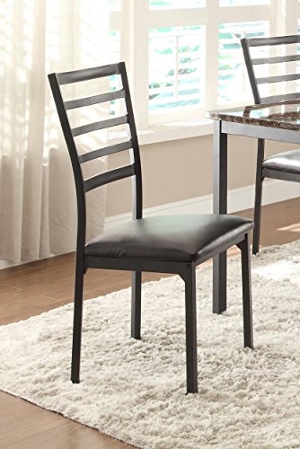 Homelegance Bi-Cast Vinyl Metal Frame Side Chair, Black, Set of 4