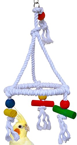 Bonka Bird Toys 1422 Rope Swing Pyramid Perch Toy Parrot Cage Perches Cages Parakeet Lovebird Conure Cockatiel Parakeets Swings Aviary Playground Ring Gym Supplies