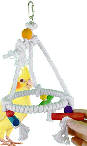 Bonka Bird Toys 1422 Rope Swing Pyramid Perch Toy Parrot Cage Perches Cages Parakeet Lovebird Conure Cockatiel Parakeets Swings Aviary Playground Ring Gym Supplies