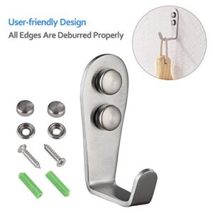 Angle Simple Robe and Towel Hook 5 PCS, SUS304 Stainless Steel Hook Pack, Bath Towel Coat Backpack Hook, Kitchen Garage Hook, Grilling Tools Hanger, Brushed Nickel