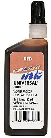 Universal Rapidograph Waterproof Ink (Red)