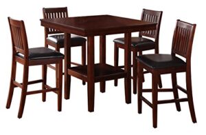 homelegance galena 5-piece counter height dining set, cherry