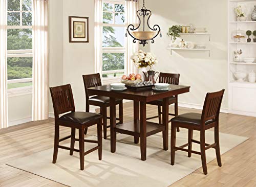 Homelegance Galena 5-Piece Counter Height Dining Set, Cherry