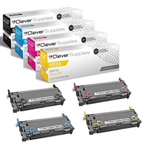 clever supplies cs compatible toner cartridge replacement for hp 3600n q6470a black q6471a cyan q6472a yellow q6473a magenta hp 501a & 502a color laserjet 3600n 3600dn 3800n 3800dn 3800dtn 4 color set