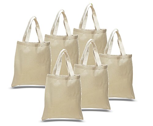 Set of 6 Blank Cotton Tote Bags Reusable 100% Cotton Reusable Tote Bags Natural