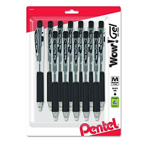 Pentel Retractable Gel Pen 0.7mm Medium Line, Pack of 12, Black (K437BPS12A)