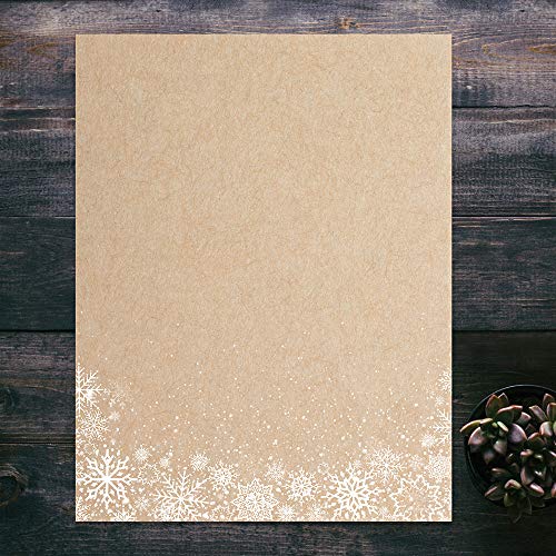 Great Papers! White Snowflakes Letterhead, 8.5" x 11", 80 Count (2019116), Brown, white, 80 Sheets