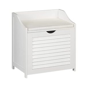 household essentials single load hamper cabinet seat, white