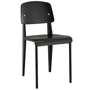 modway cabin modern wood and metal kitchen and dining room chair in black