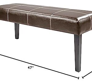 CorLiving Antonio Bench in Dark Brown Bonded Leather, 47-Inch