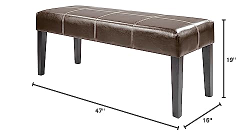 CorLiving Antonio Bench in Dark Brown Bonded Leather, 47-Inch