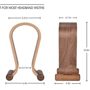 SAMDI Wood Headphone Stand, Headphones Hanger Holder Mount Omega Compatible for Sony, Bose, Shure, Jabra, JBL, AKG Gaming Headphones Display et. (Walnut)