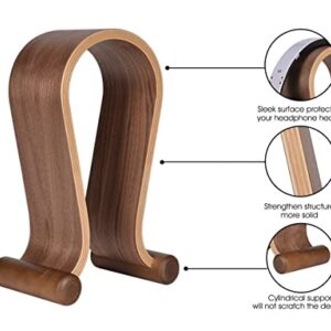 SAMDI Wood Headphone Stand, Headphones Hanger Holder Mount Omega Compatible for Sony, Bose, Shure, Jabra, JBL, AKG Gaming Headphones Display et. (Walnut)