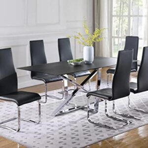 Coaster Home Furnishings Wexford Upholstered Dining Chairs, Black and Chrome (Set of 4), 19.75"D x 17"W x 16.25"H (100515BLK)