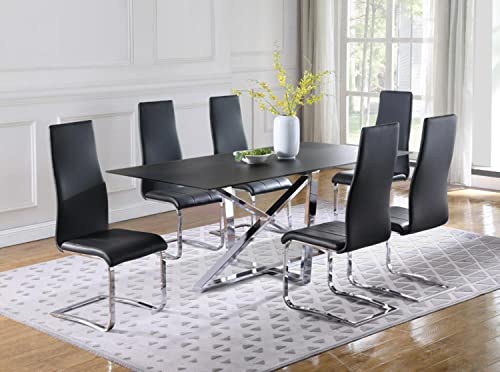 Coaster Home Furnishings Wexford Upholstered Dining Chairs, Black and Chrome (Set of 4), 19.75"D x 17"W x 16.25"H (100515BLK)