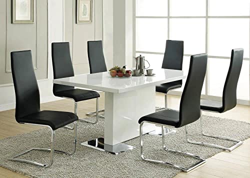 Coaster Home Furnishings Wexford Upholstered Dining Chairs, Black and Chrome (Set of 4), 19.75"D x 17"W x 16.25"H (100515BLK)