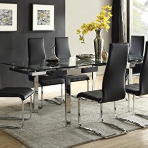 Coaster Home Furnishings Wexford Upholstered Dining Chairs, Black and Chrome (Set of 4), 19.75"D x 17"W x 16.25"H (100515BLK)