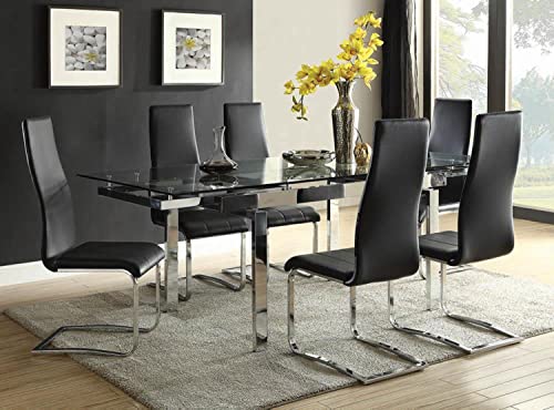 Coaster Home Furnishings Wexford Upholstered Dining Chairs, Black and Chrome (Set of 4), 19.75"D x 17"W x 16.25"H (100515BLK)