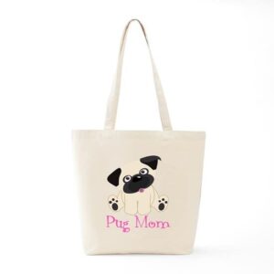 CafePress Pug Mom Tote Bag Natural Canvas Tote Bag, Reusable Shopping Bag