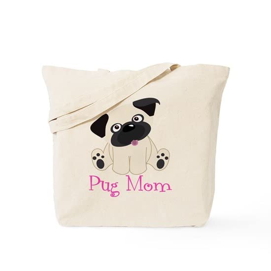 CafePress Pug Mom Tote Bag Natural Canvas Tote Bag, Reusable Shopping Bag