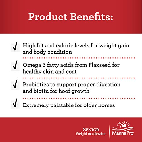 Manna Pro Weight Accelerator for Senior Horses | Made with Omega 3 Fatty Acids from Flaxseed | 8 Pounds