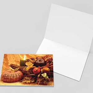 Note Card Cafe Thanksgiving Greeting Cards with Kraft Envelopes | 24 Pack | Thanksgiving Centerpiece Design | Blank Inside, Glossy Finish | Winter, Fall, Autumn, Holiday