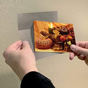 Note Card Cafe Thanksgiving Greeting Cards with Kraft Envelopes | 24 Pack | Thanksgiving Centerpiece Design | Blank Inside, Glossy Finish | Winter, Fall, Autumn, Holiday