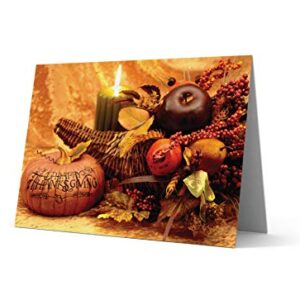 Note Card Cafe Thanksgiving Greeting Cards with Kraft Envelopes | 24 Pack | Thanksgiving Centerpiece Design | Blank Inside, Glossy Finish | Winter, Fall, Autumn, Holiday