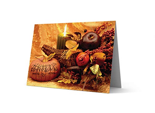 Note Card Cafe Thanksgiving Greeting Cards with Kraft Envelopes | 24 Pack | Thanksgiving Centerpiece Design | Blank Inside, Glossy Finish | Winter, Fall, Autumn, Holiday