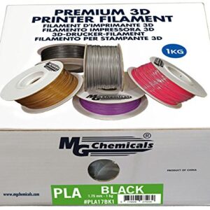 MG Chemicals PLA17BK1 Black PLA 3D Printer Filament, 1.75 mm, 1 kg Spool