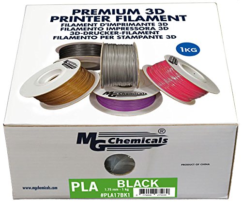 MG Chemicals PLA17BK1 Black PLA 3D Printer Filament, 1.75 mm, 1 kg Spool