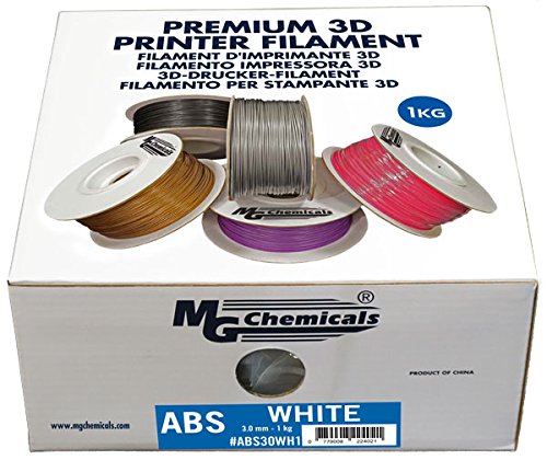 MG Chemicals White ABS 3D Printer Filament, 2.85 mm, 1 kg Spool