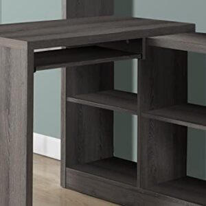 Monarch Specialties I Storage-Bookcase Left Or Right Set Up-Corner Desk with Multiple Adjustable Shelves, 60"L, Dark Taupe