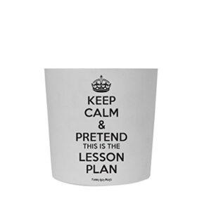 Funny Guy Mugs Keep Calm & Pretend This Is The Lesson Plan Travel Tumbler With Removable Insulated Silicone Sleeve, White, 16-Ounce